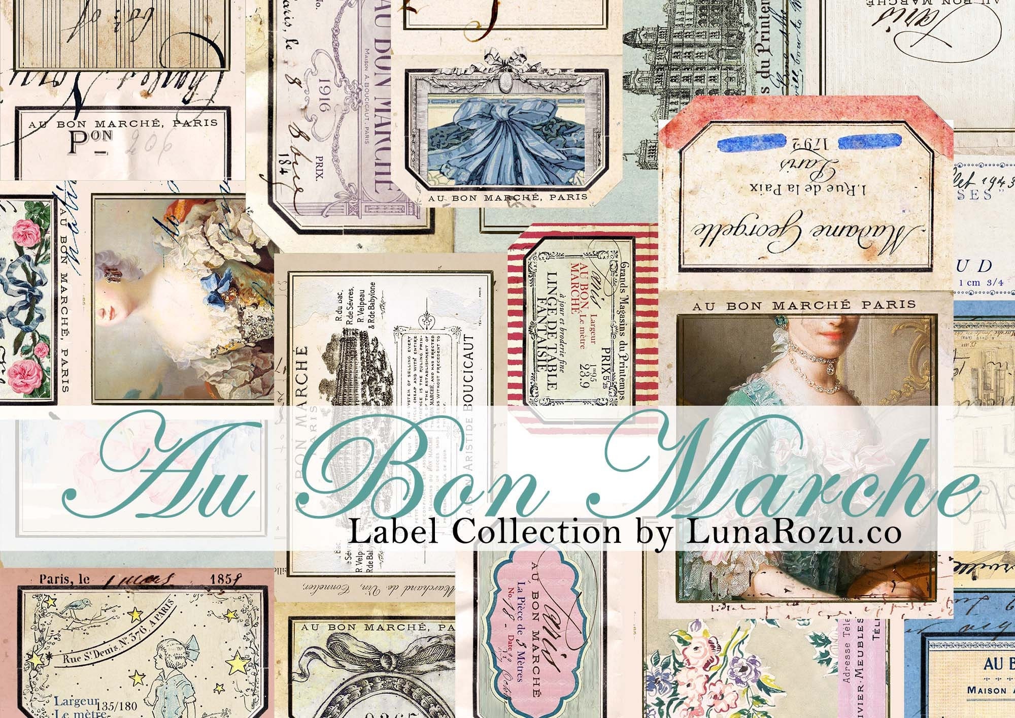 Au Bon Marché - Vintage Haberdashery - Fabric Sample Cards - French ...
