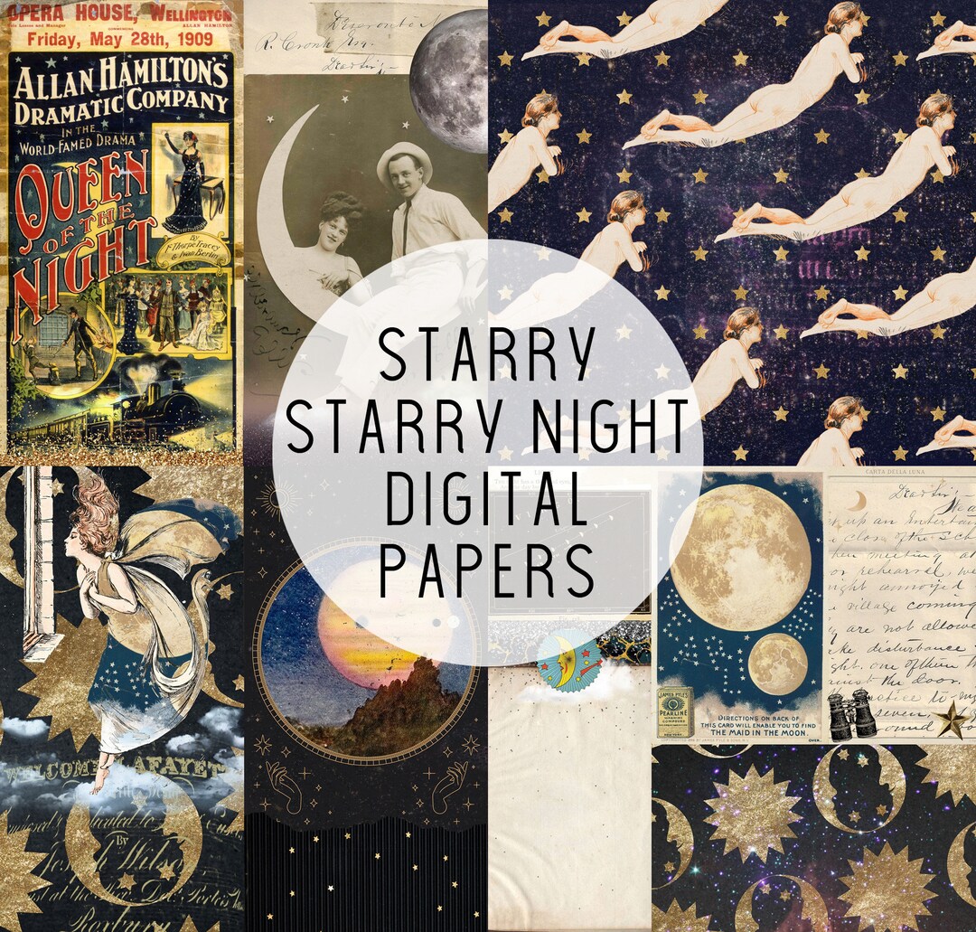 Starry Starry Night - Vintage Celestial Journal Papers - Digital ...