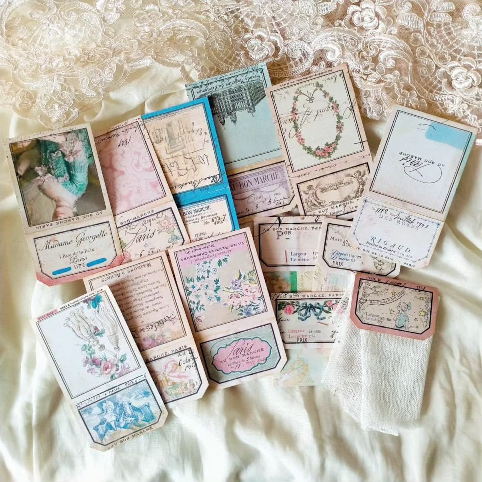 Au Bon Marché - Vintage Haberdashery - Fabric Sample Cards - French ...
