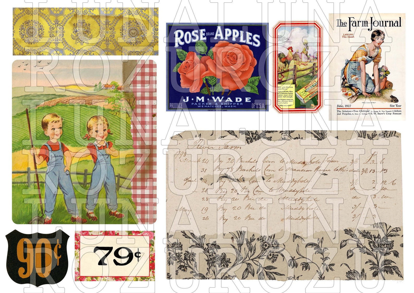 Vintage Farm Ephemera Pack - Digital Download - Etsy