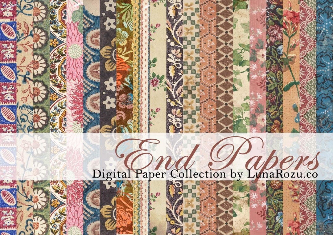 Vintage Patterns - End Papers - Antique - Digital Papers - Scrapbooking ...