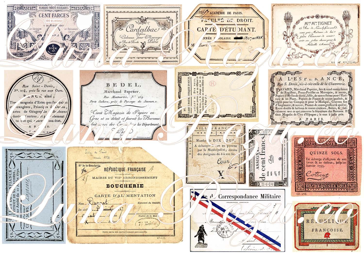 French Labels - Vintage Ephemera - Digital Download, Printable for Junk ...