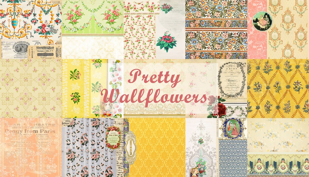 Pretty Wallflowers - Vintage Floral Junk Journal Papers - Digital ...