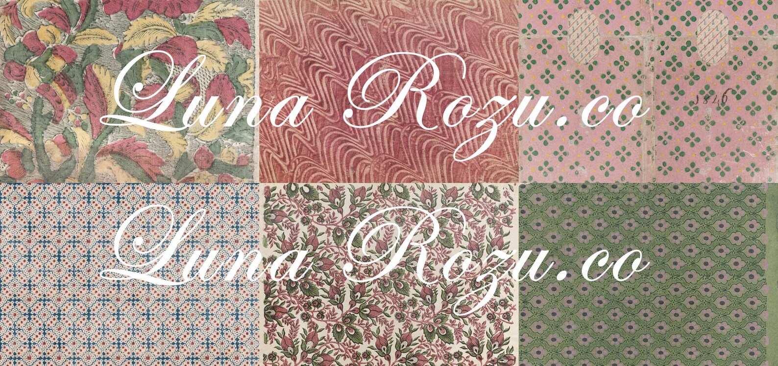 Vintage Patterns - End Papers - Antique - Digital Papers - Scrapbooking ...