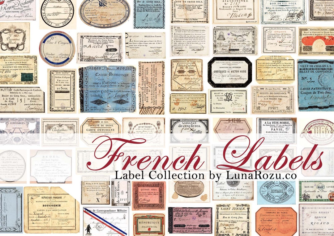 French Labels - Vintage Ephemera - Digital Download, Printable for Junk ...