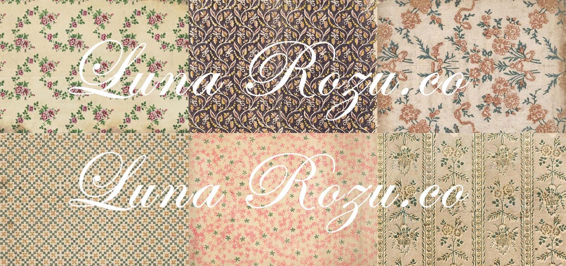 Vintage Patterns - End Papers - Antique - Digital Papers - Scrapbooking ...