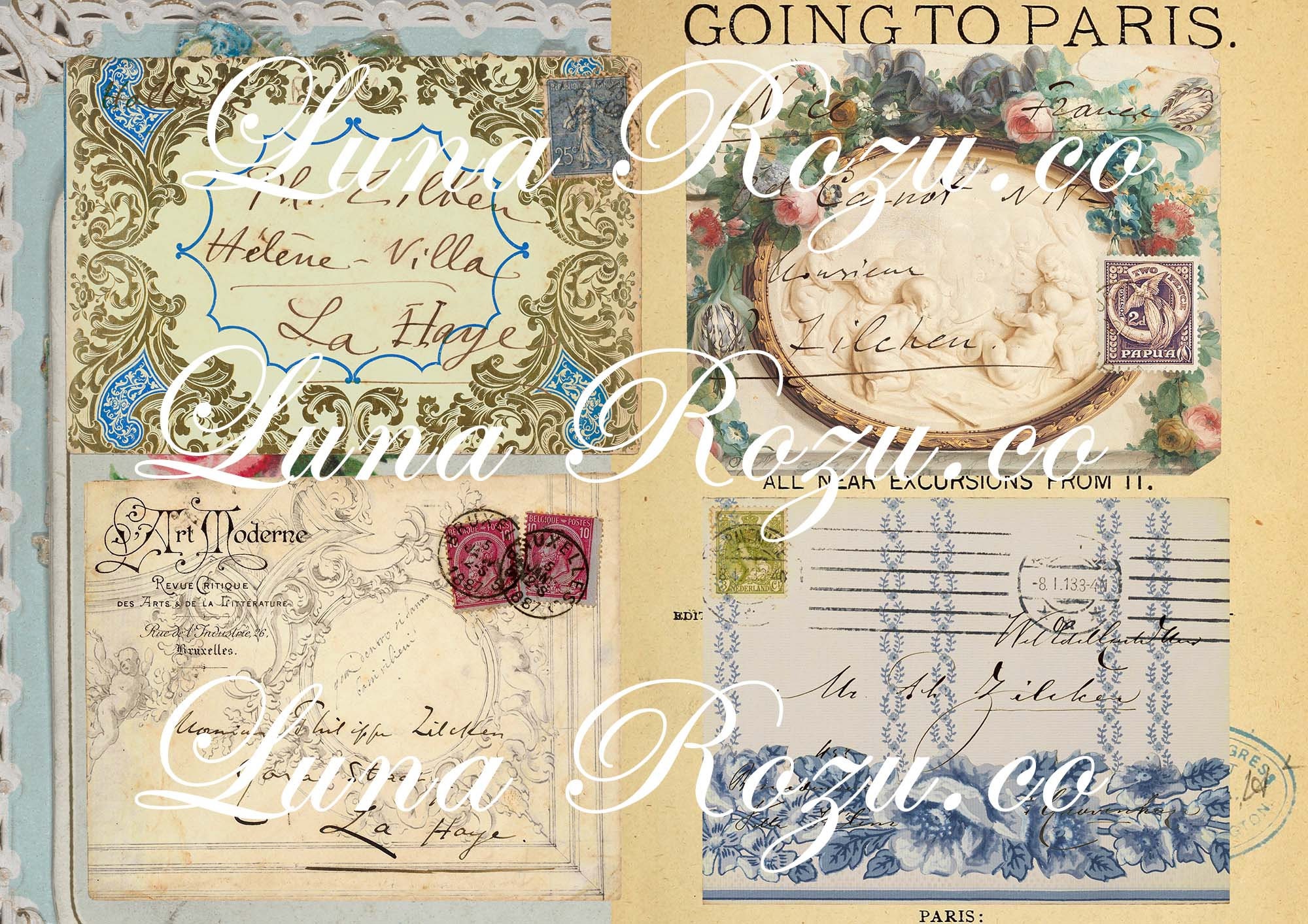 Handwritten Vintage Floral Envelope Covers for Junk Journals Digital ...