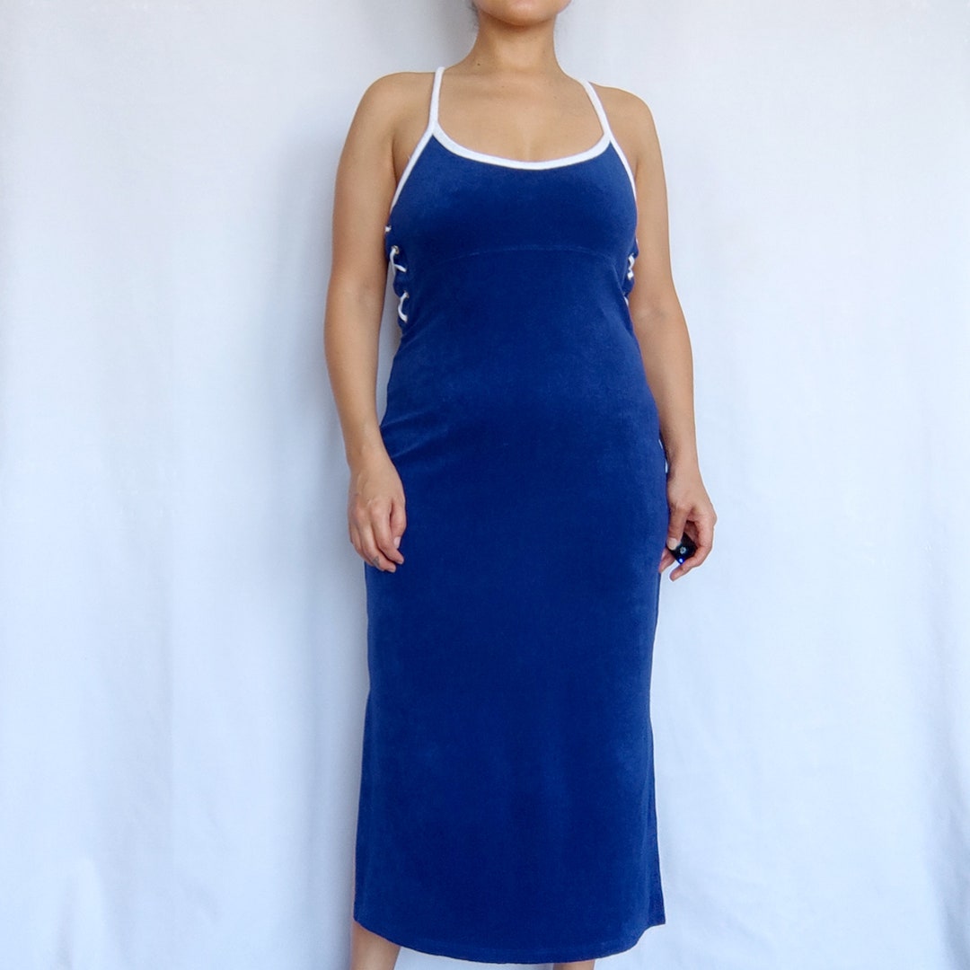 Y2K Juicy Couture Blue Terry Cloth Midi Dress Retro 2000s Fashion - Etsy