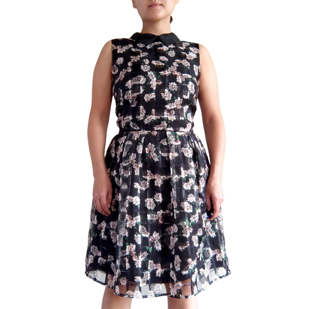 Vintage 2010s Black Floral Collared Twee Dress, Size 4 - Retro Fashion ...