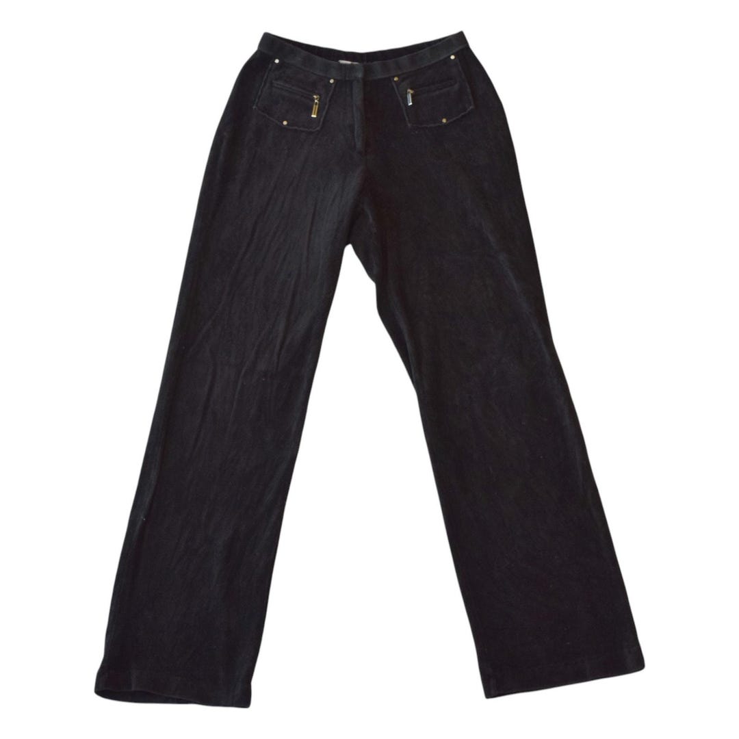 Y2K Style Jamie Sadock Black Velour Pants With Zip Pockets (size Small ...