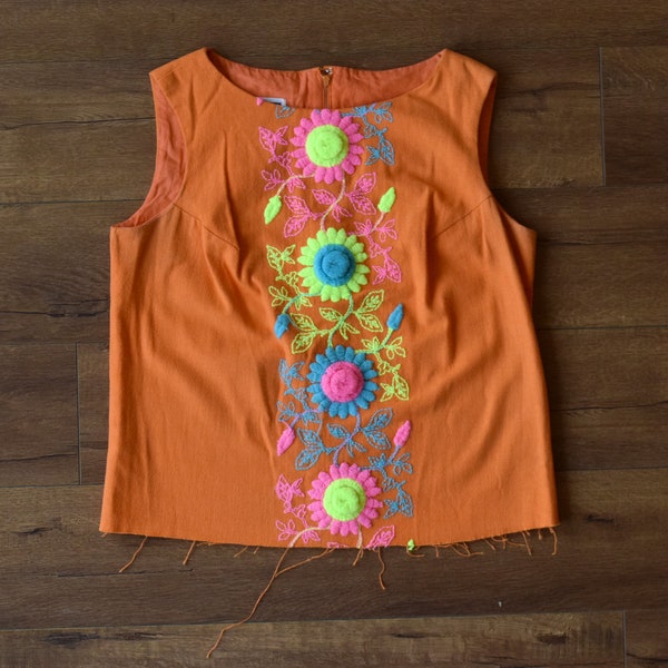 Vintage Floral Embroidery Tank Top - Etsy