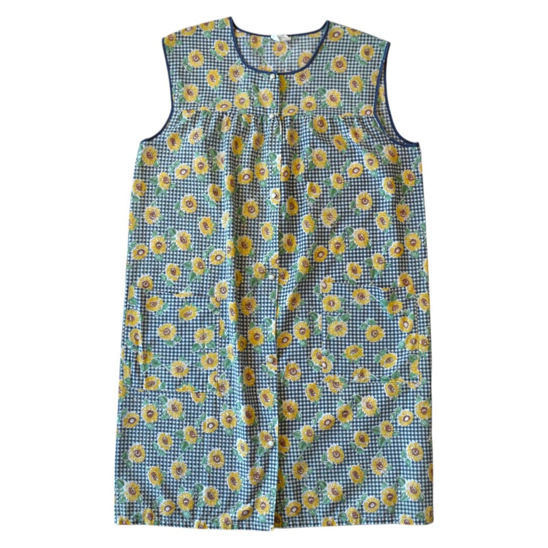 Rustic 90s Style House Dress – Gingham Plaid & Sunflowers - Etsy