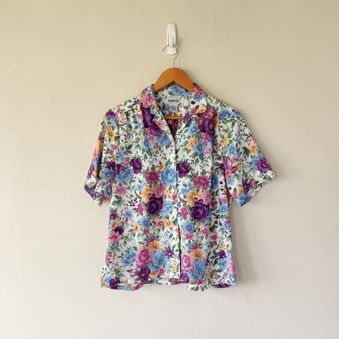 Vintage 90s Boho Cottage Floral Print Button up Shirt Retro Fashion - Etsy