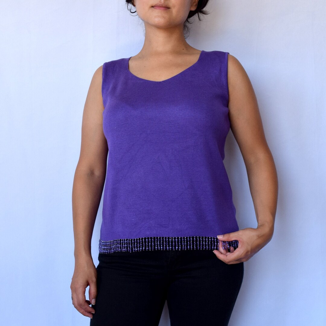 Purple Knit Silk Blend 80s Vintage Top - Etsy