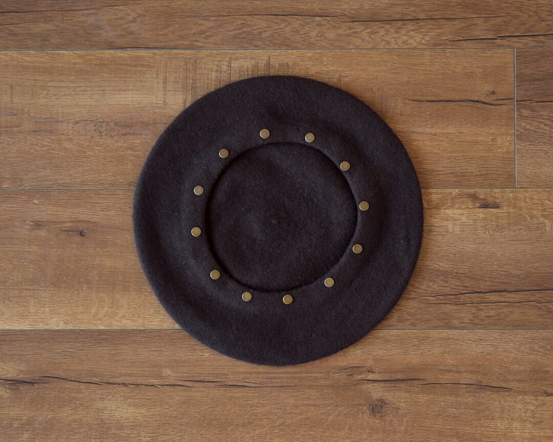 Vintage Dark Brown Felted Studded Beret Classic Elegance for Fall - Etsy