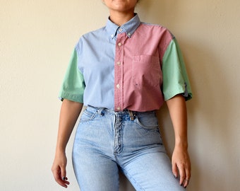 90s Colorblock Shirt - Etsy