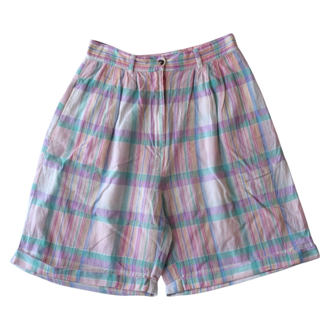 Vintage Pastel Plaid Cotton Shorts – Northern Reflections, Size Small ...