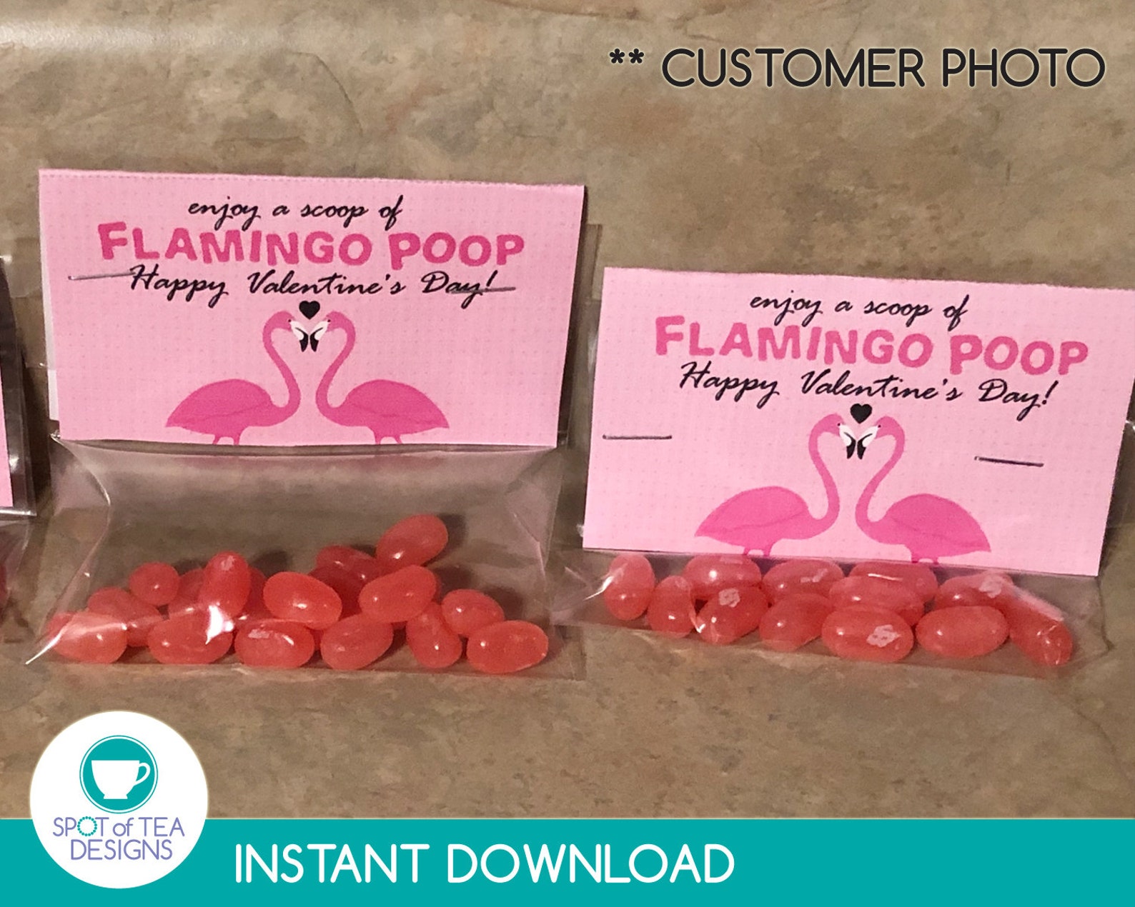 Flamingo Poop Valentines Bag Topper Valentines Treat Bag - Etsy Australia
