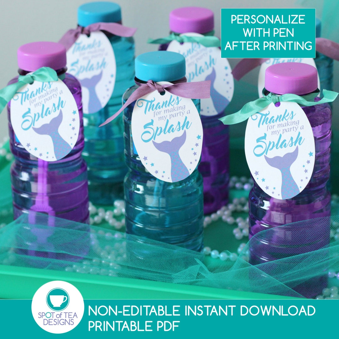 Mermaid Tail Favor Tags: Under the Sea Party Printables (PDF Instant ...