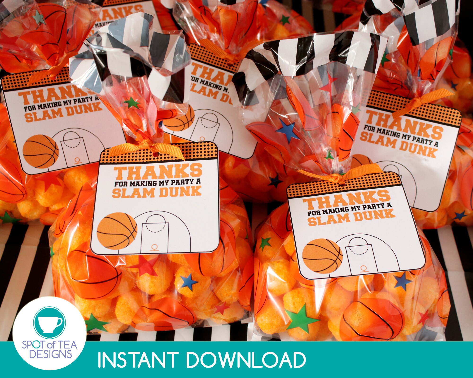 Slam Dunk Basketball Party Favor Tags Basketball Printables | Etsy