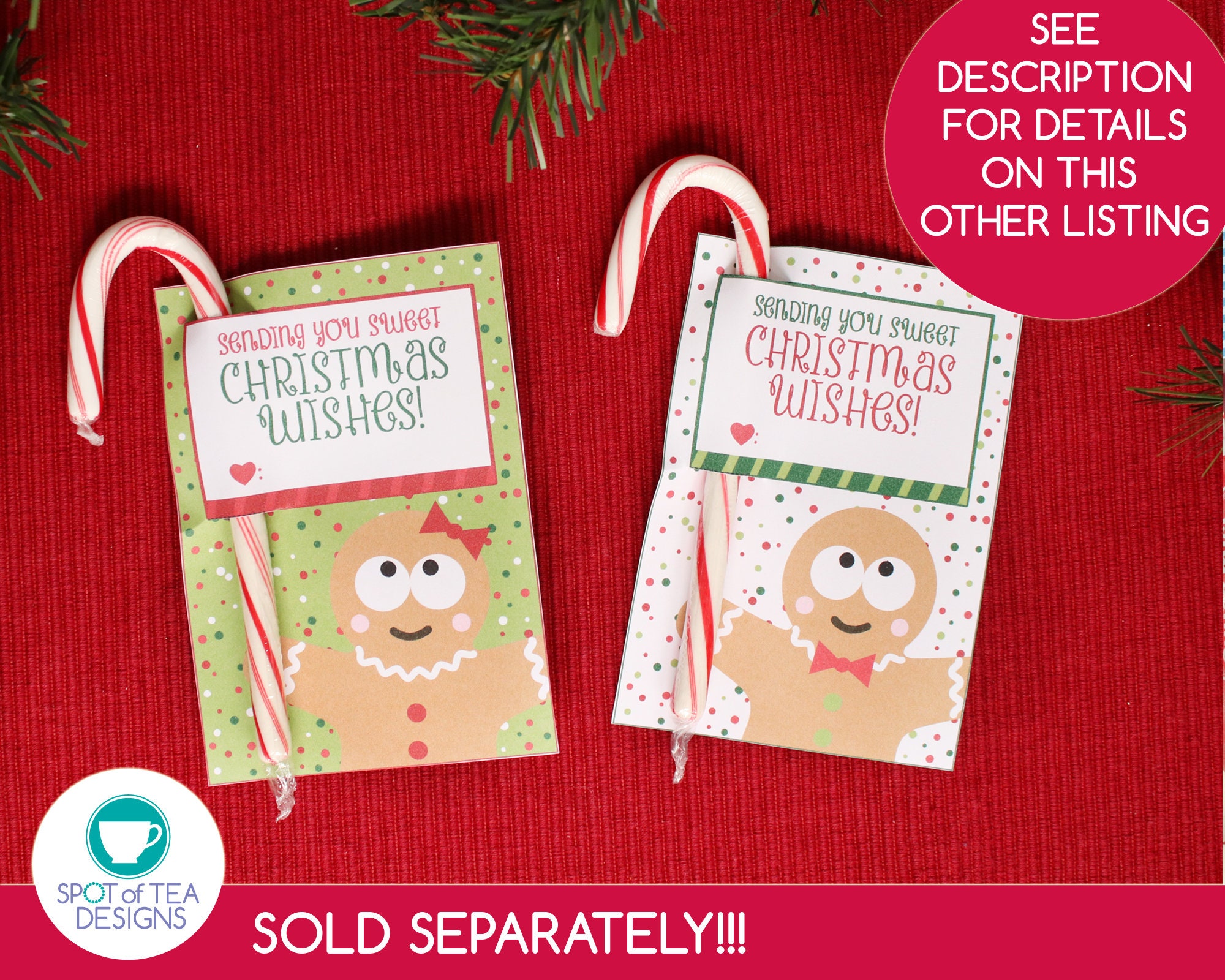 Holly Jolly Holiday Candy Cane Holder Tags Candy Cane Holder - Etsy