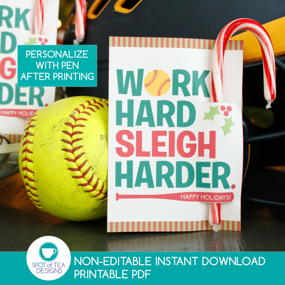 Christmas Softball Candy Cane Holder Christmas Party Printables ...