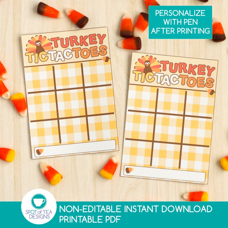 Turkey Tic Tac Toe Printable Game: Thanksgiving Candy Corn (PDF Instant ...