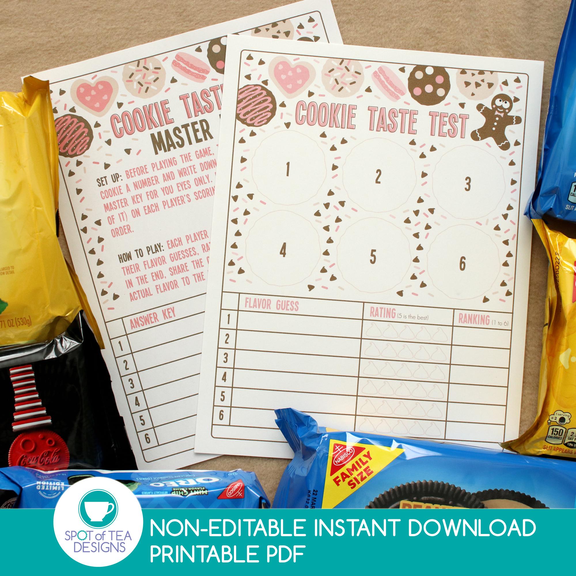 Cookie Taste Test Game: Cookie Exchange Party Printable (pdf Instant ...