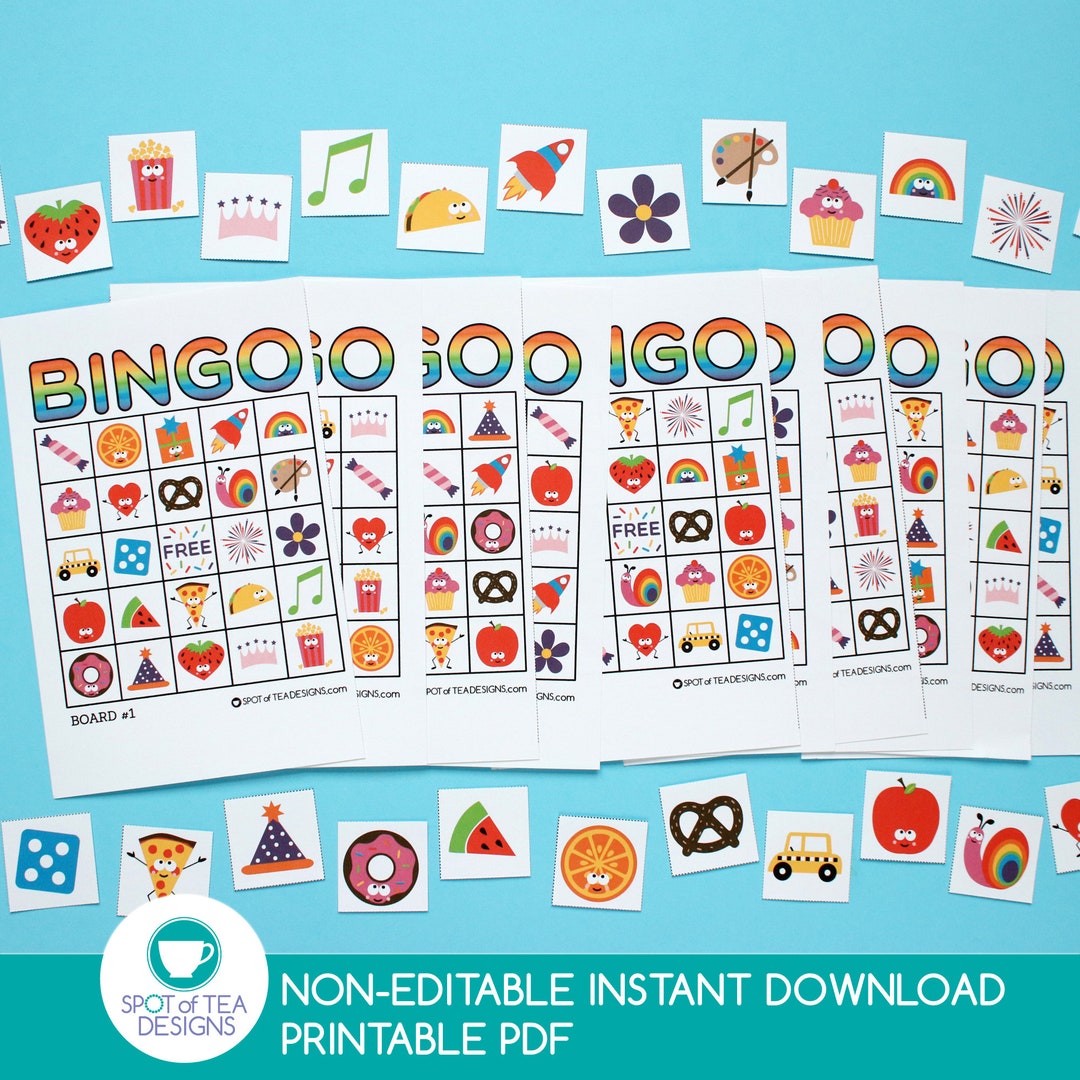 Printable Rainbow Bingo Game | Printable Game | Virtual Game | Rainbow ...