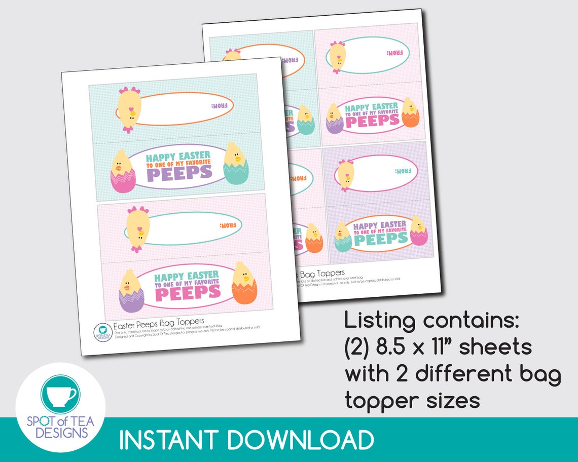 Peeps Easter Bag Topper Easter Treat Bag Topper Party Bag - Etsy