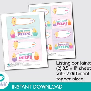 Peeps Easter Bag Topper | Easter Treat Bag Topper | Party Bag Labels ...
