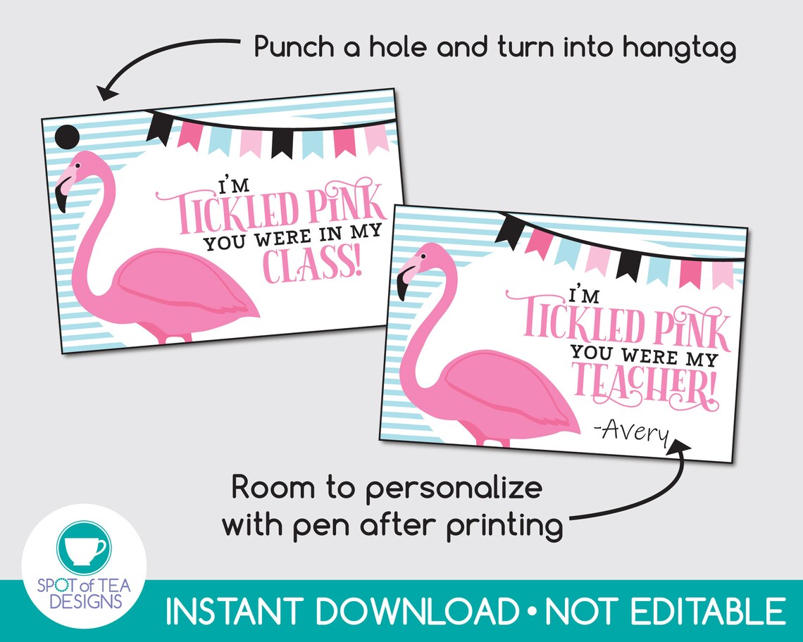 Tickled Pink Teacher Appreciation Tag Tag Last Day of School | Etsy