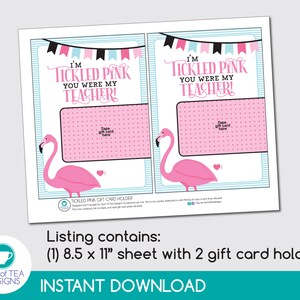 Tickled Pink Gift Card Holder | Last Day of School Gift | Teacher ...