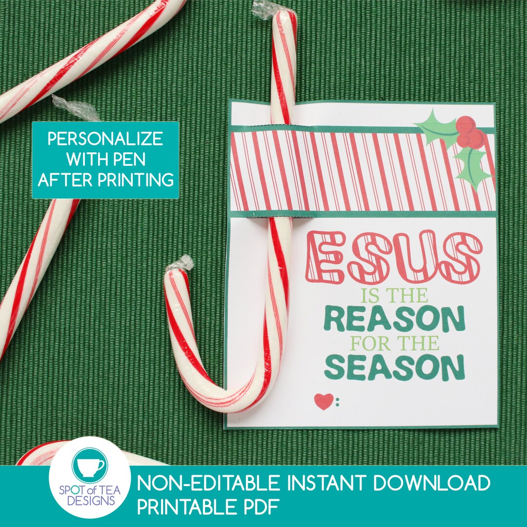 Jesus is the Reason Candy Cane Holder Tags (PDF Instant Digital ...