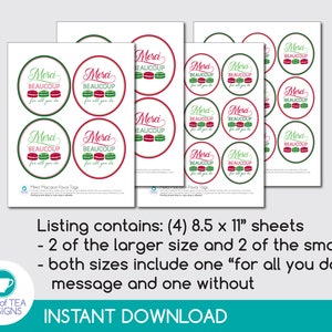 Merci Macarons Christmas Thank You Favor Tags | Teacher Appreciation ...