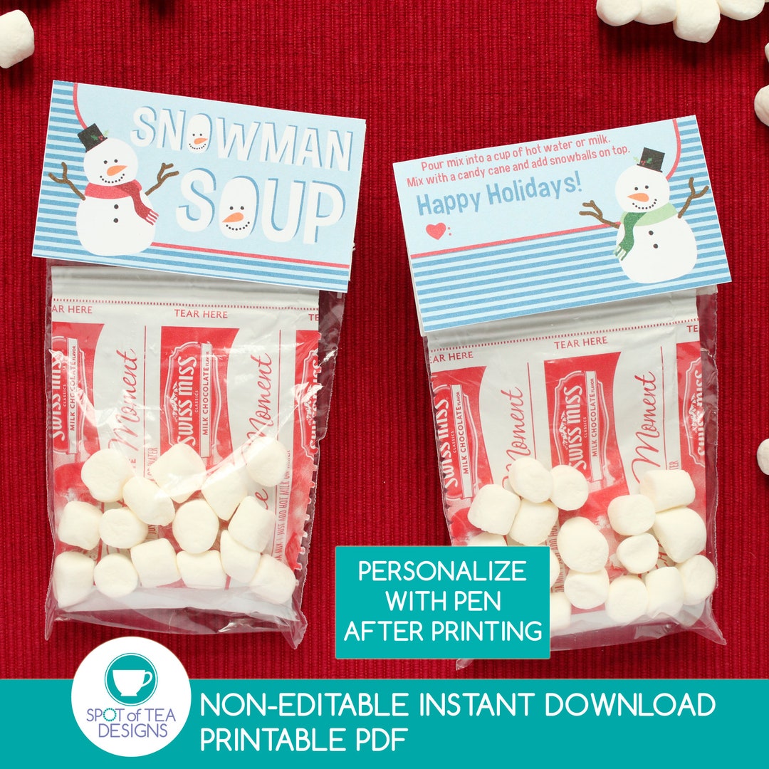 Snowman Soup Christmas Bag Toppers | Christmas Treat Bags | Christmas ...