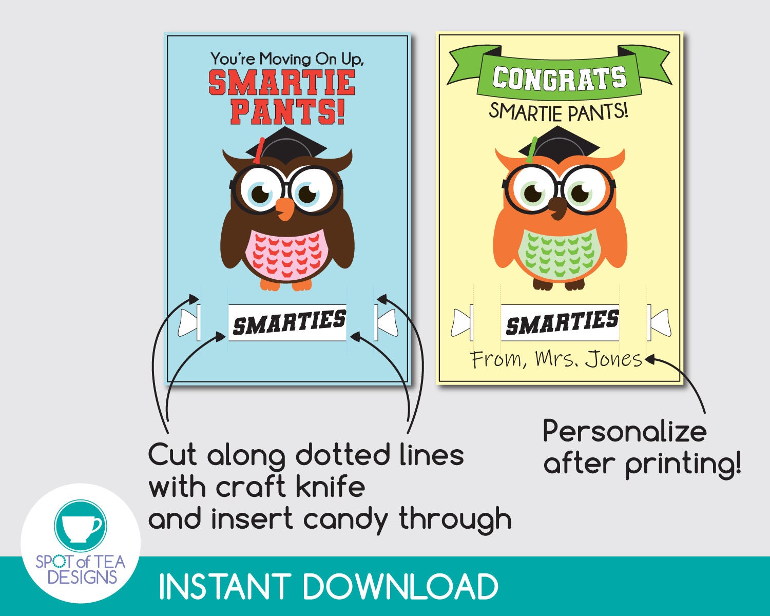 Last Day of School Smartie Pants Owl Teacher Version Last | Etsy