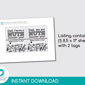 Nuts Over You Gift Tag | Father's Day Tag | Father's Day Gift | Father ...