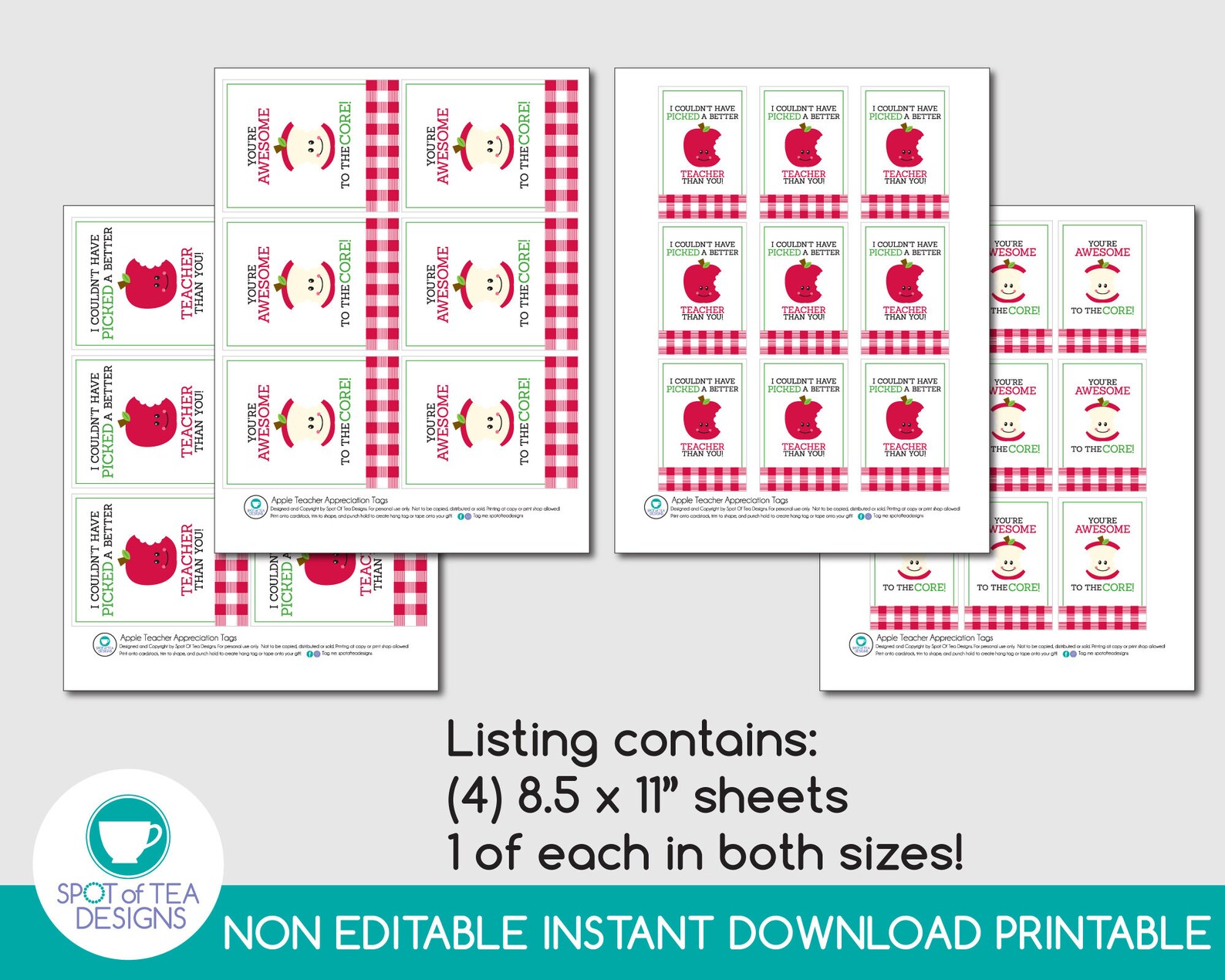 Apple Teacher Appreciation Tag Teacher Appreciation Gift - Etsy