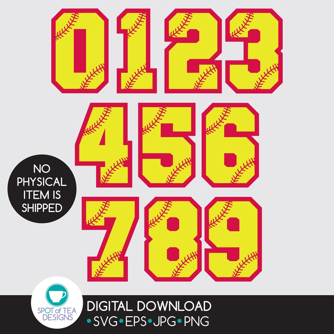 Softball Numbers Svg Cut File | Softball SVG | Softball Party ...