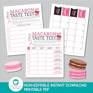 Macaron Taste Test Printable Game Printable Party Game Macaron Tasting ...