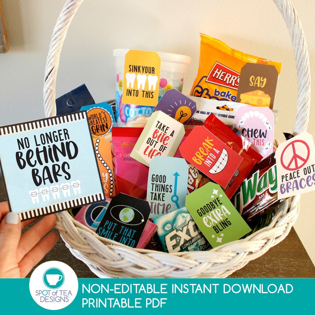 Braces off Gift Basket Printable Kit: Tween Braces Removal Care Package ...