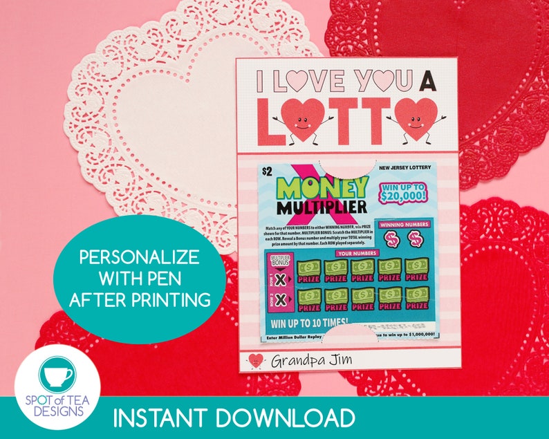 Love You A Lotto Lottery Ticket Holders Valentines Day | Etsy
