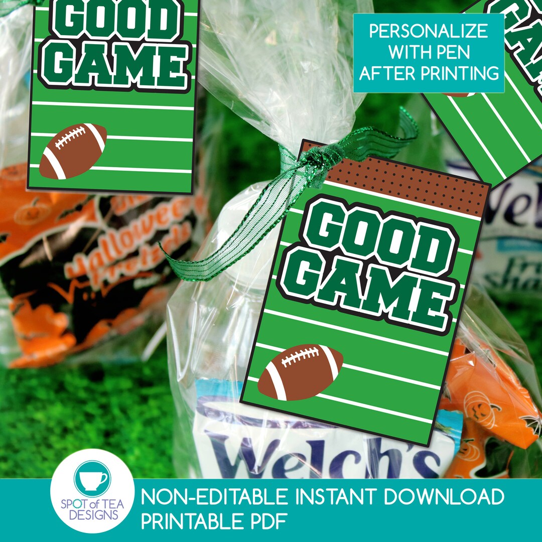 Football Favor Tags: Good Game & Good Luck Printables (PDF Instant ...