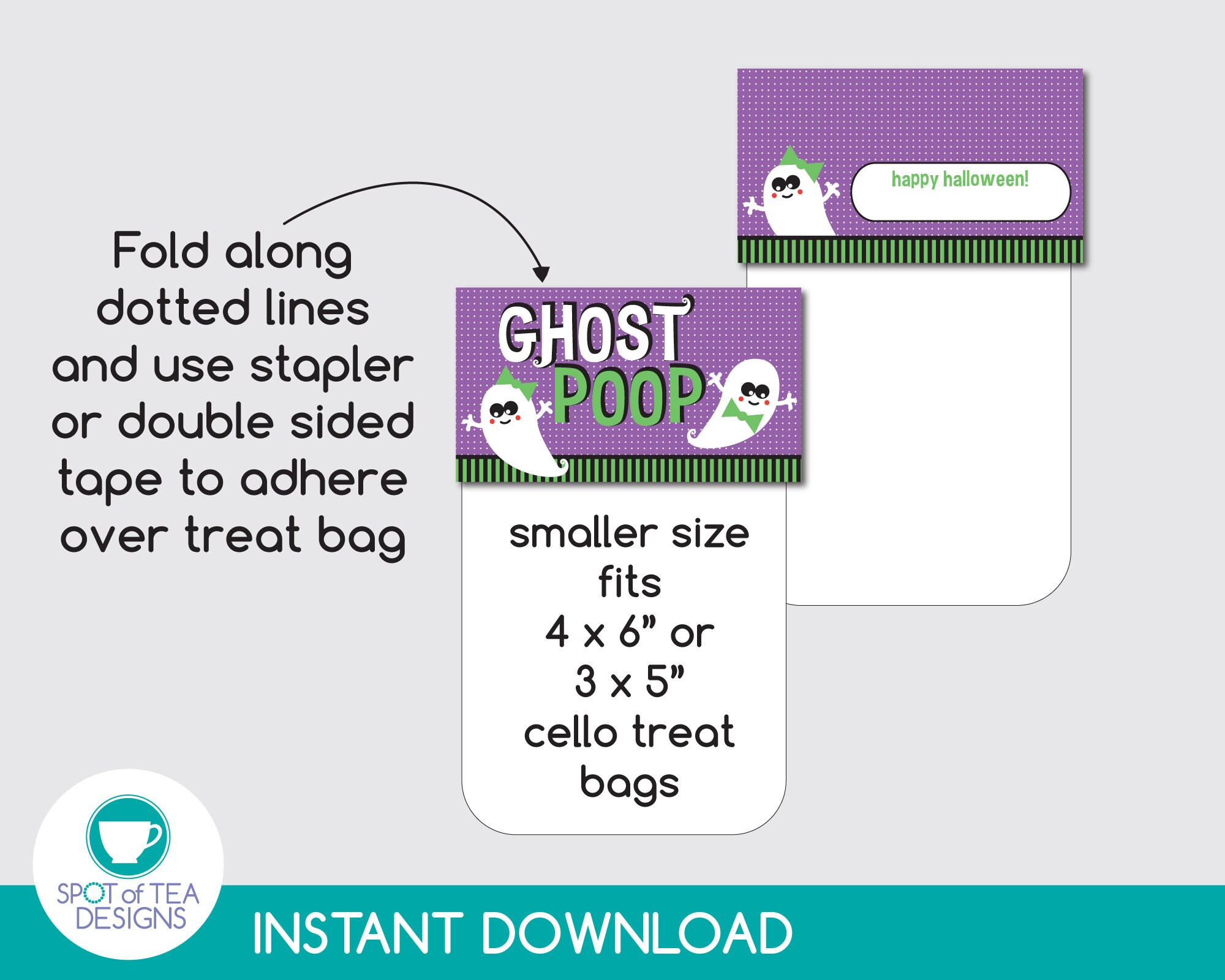Ghost Poop Halloween Bag Toppers Halloween Candy Bags | Etsy