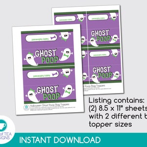 Ghost Poop Halloween Bag Toppers Halloween Candy Bags | Etsy