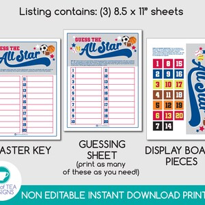 Guess the All Star Printable Game Printable Party Game Softball Game ...