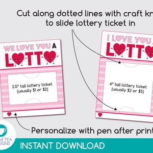 Love You A Lotto Lottery Ticket Holders | Valentines Day Printable ...