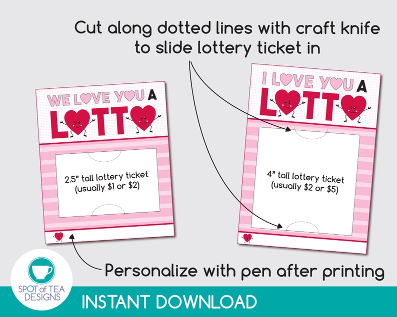 Love You A Lotto Lottery Ticket Holders Valentines Day | Etsy