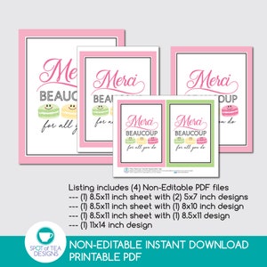 Merci Macarons Teacher Appreciation Sign: Printable Art (PDF Instant ...